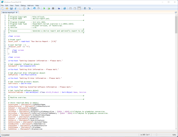 Mike Wilcock - Example Code - PowerShell Scripts