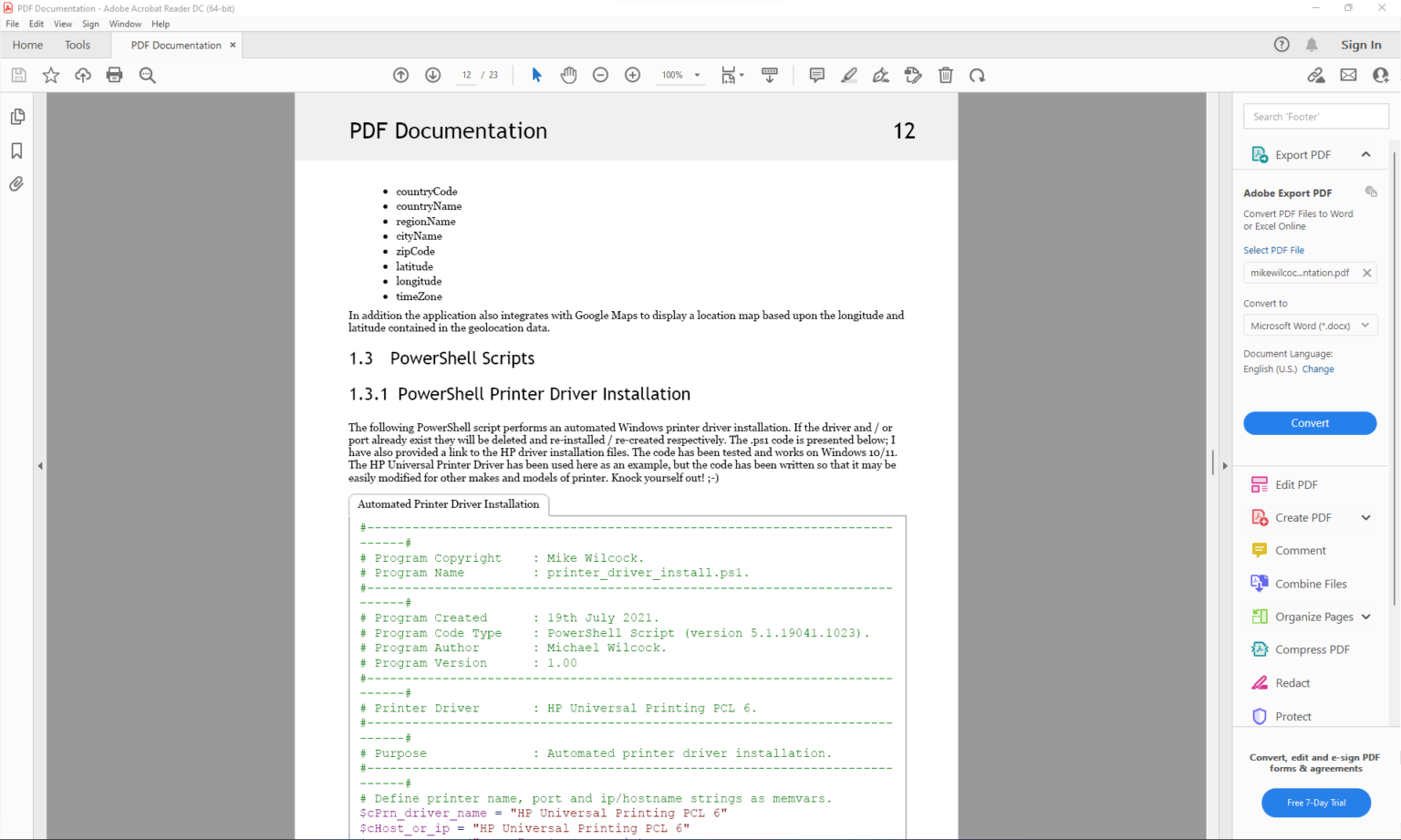 Mike Wilcock - Documentation Update